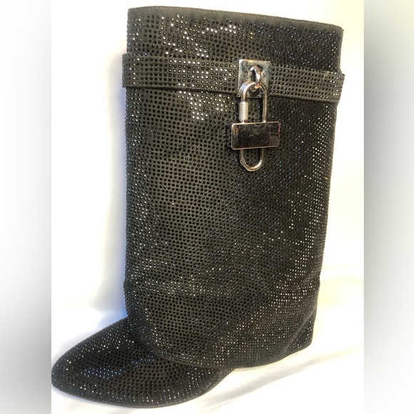 Shoes | Shark Lock Style Rhinestone Booties | Poshmark